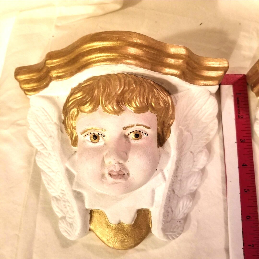 Bisque Ceramic Angel Wall Sconces, Gothic Halloween Craft, Repaint ...