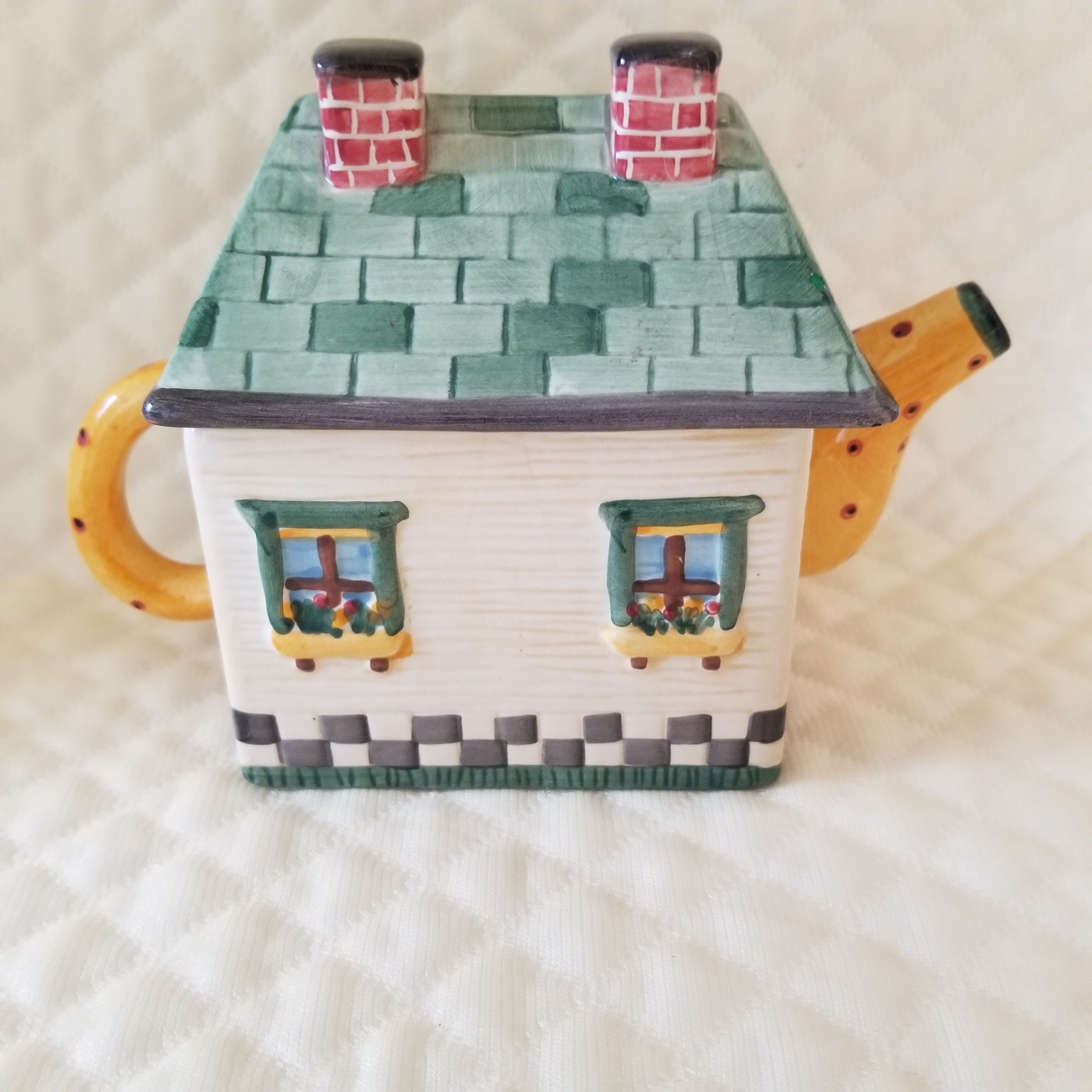 Vintage Cottage Teapot Mini Debbie Mumm Sakura Novelty Teapot, Bright ...