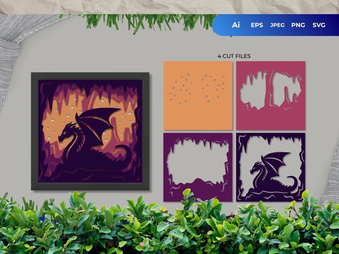 Dragon SVG, 3D Papercut Shadow Box, 3D Layered SVG Shadow Box, Cricut ...