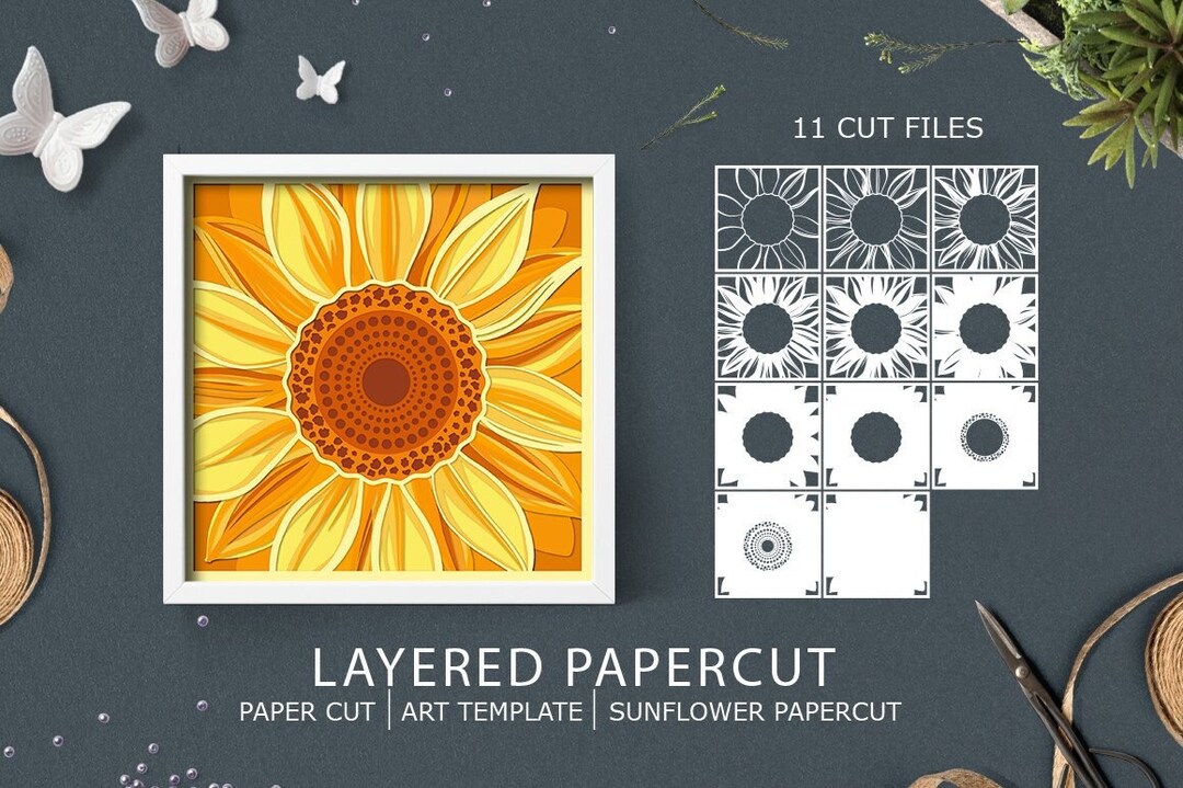Sunflower SVG, Layered Shadow Box SVG, 3D Papercut Shadow Box, Layered ...