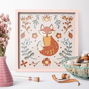 Fox SVG, 3D Papercut Shadowbox, Fox Floral SVG Shadow Box, Cricut ...