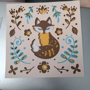 Fox SVG, 3D Papercut Shadowbox, Fox Floral SVG Shadow Box, Cricut ...