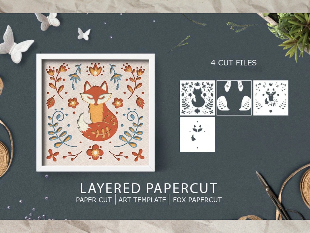 Fox SVG, 3D Papercut Shadowbox, Fox Floral SVG Shadow Box, Cricut ...