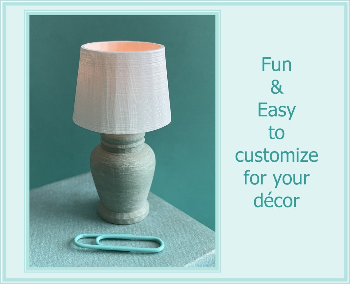 1:12 Dollhouse Ginger Jar Lamp & Shade 3D Print File STL Instant ...