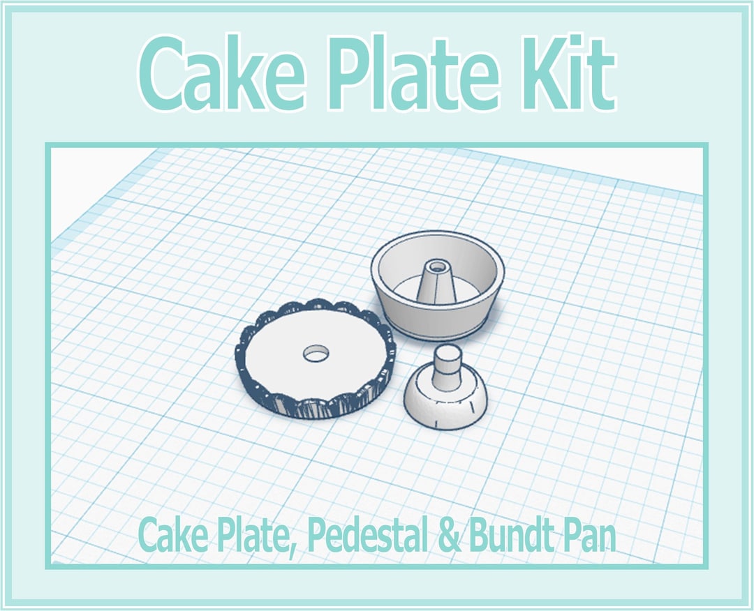 1:12 Dollhouse Fancy Cake Plate & Bundt Pan Set 3D Print File STL ...