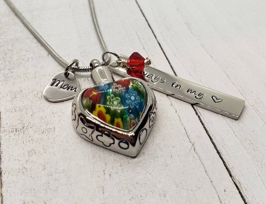 Personalized Flower Patch Heart Cremation Jewelry for Ashes, Urn ...