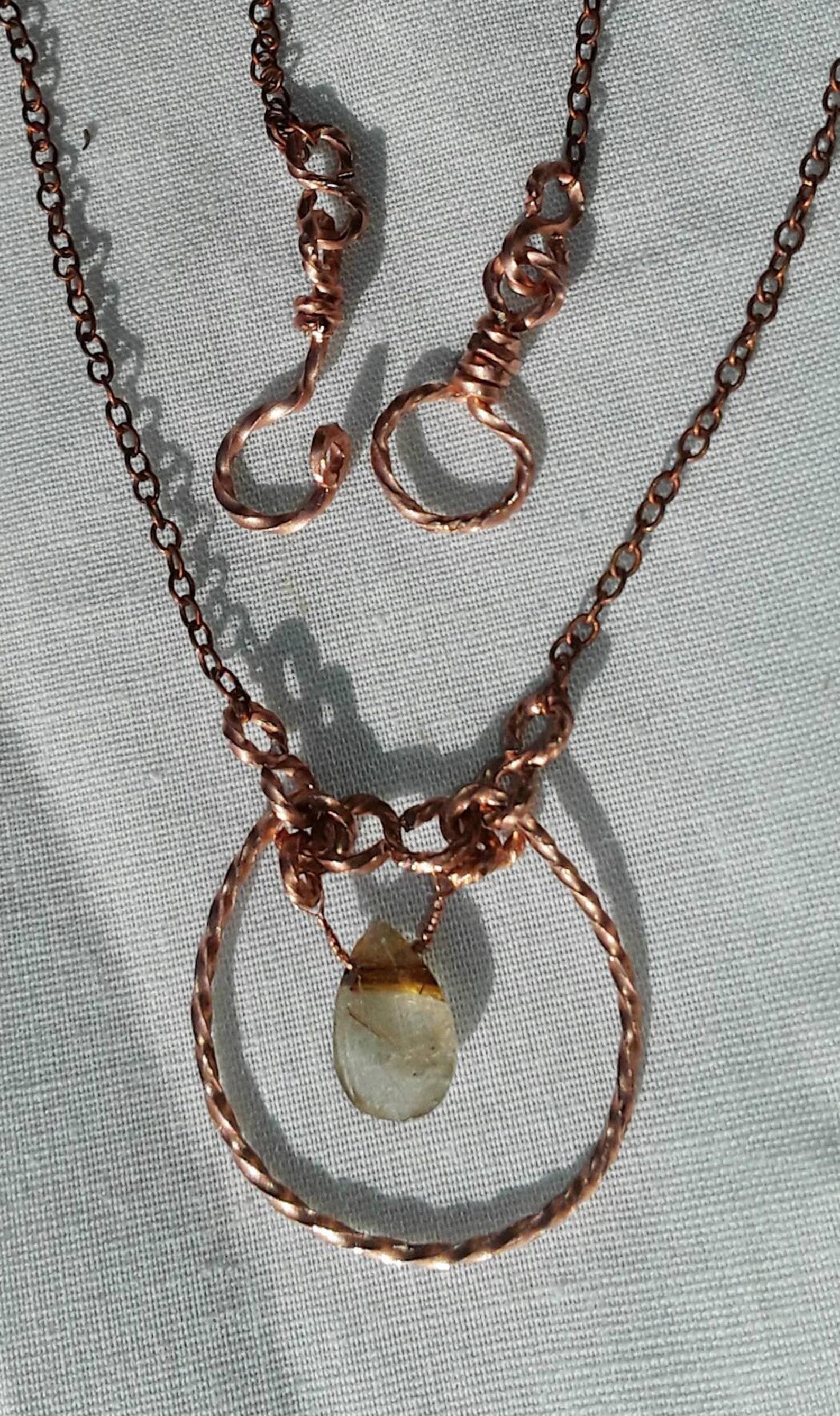 Vivid Copper Metal & Copper Rutilated Quartz Briolette Pendant | Etsy