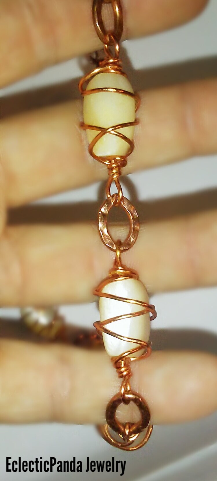 Hand Wrought Copper Necklace with Antique Mother of Pearl | Etsy