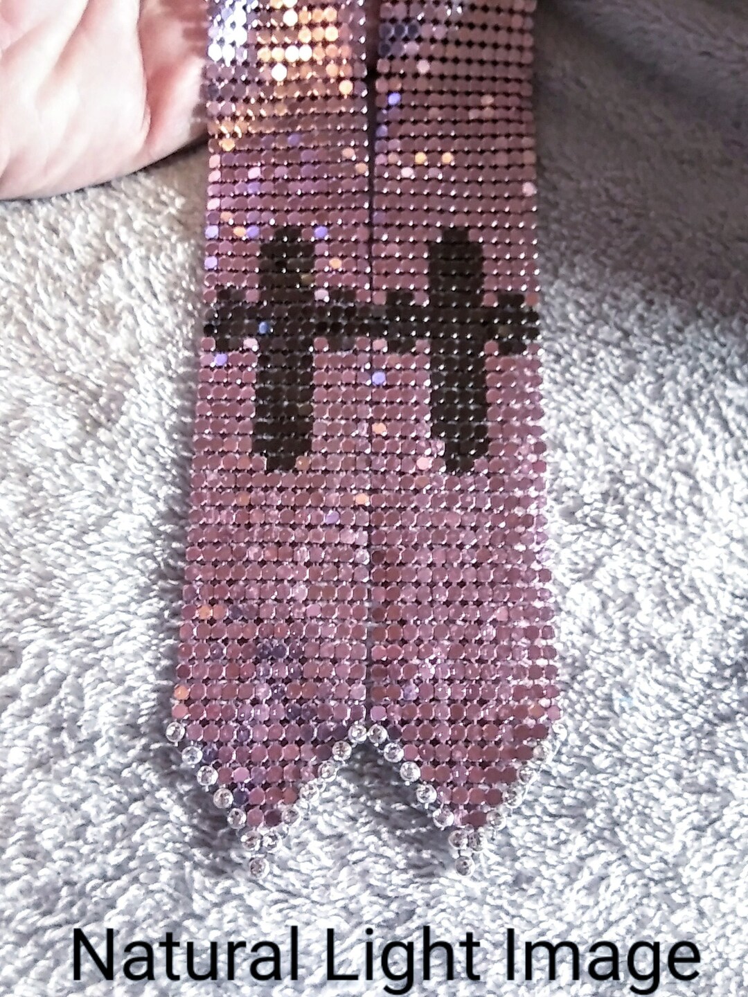 50 Inch Metal Mesh Lilac Purple & Jet Black Necklace or Scarf / Unique ...