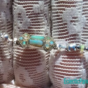 Art Deco Fiery Natural Opal & Angel Hair Rutilated Quartz Necklace With ...