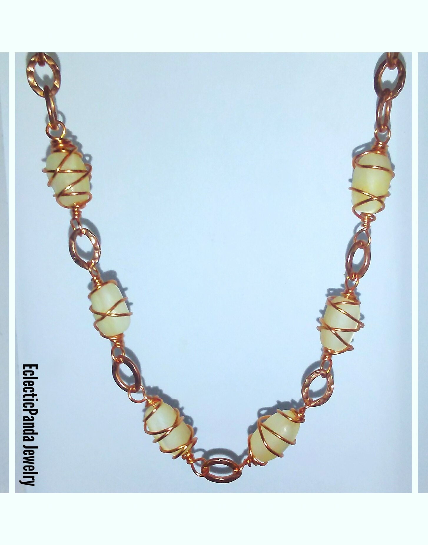 Hand Wrought Copper Necklace With Antique Mother of Pearl - Etsy