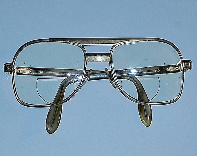 Vintage 1980s Dahmer-esque Aviator Glasses / Mens Full Aviator Bi-focal ...