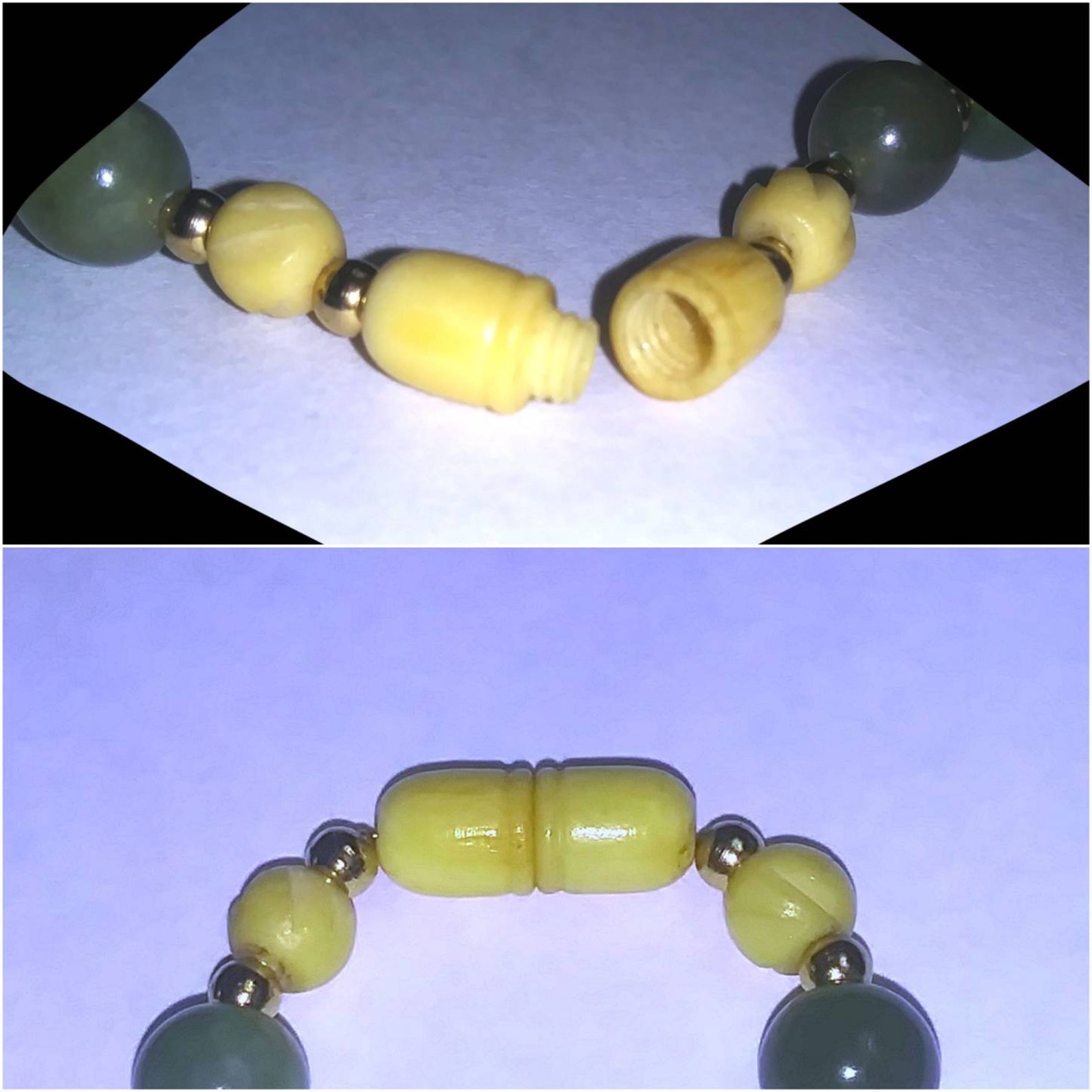 Antique Spinach Green Nephrite Jade & Carved Bone Necklace / - Etsy
