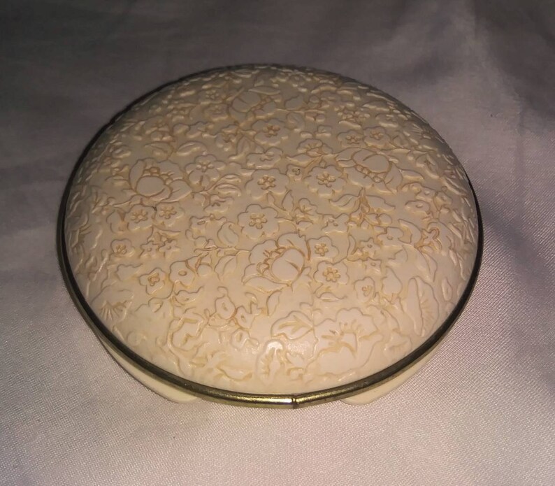Ornate Vintage Faux Ivory Molded Plastic Avon Facial Powder - Etsy