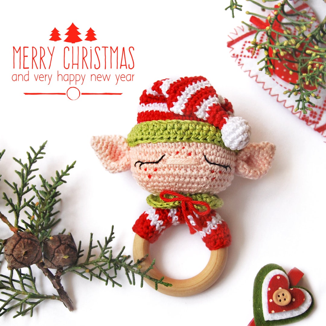 Christmas Baby Shower Gift Christmas Elf Baby Rattle Ready to - Etsy