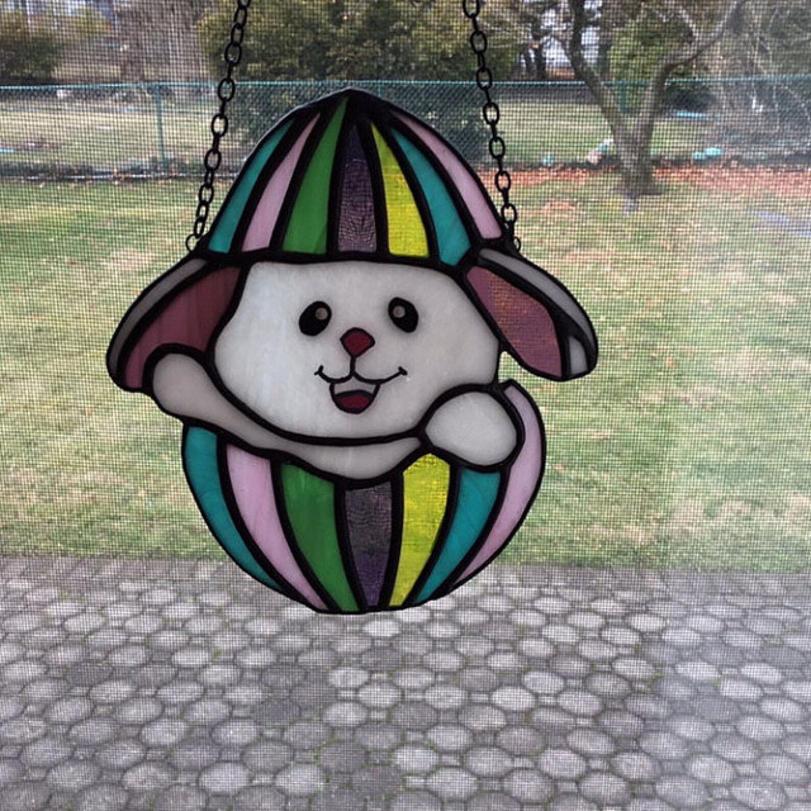 Stained Glass Bunny in Easter Egg Suncatcher - Etsy