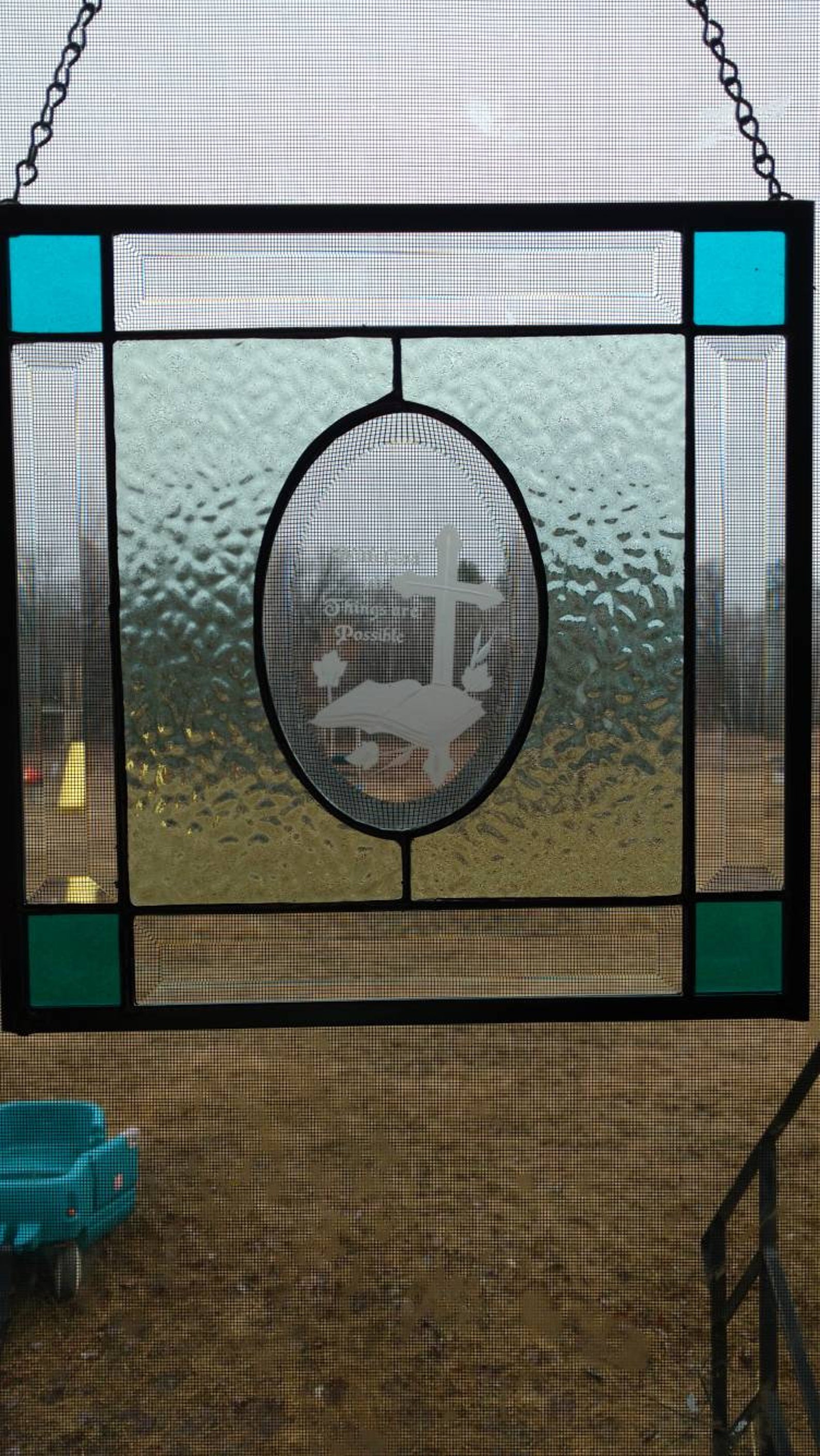 With God All Things Are Possible Stained Glass Panel. | Etsy