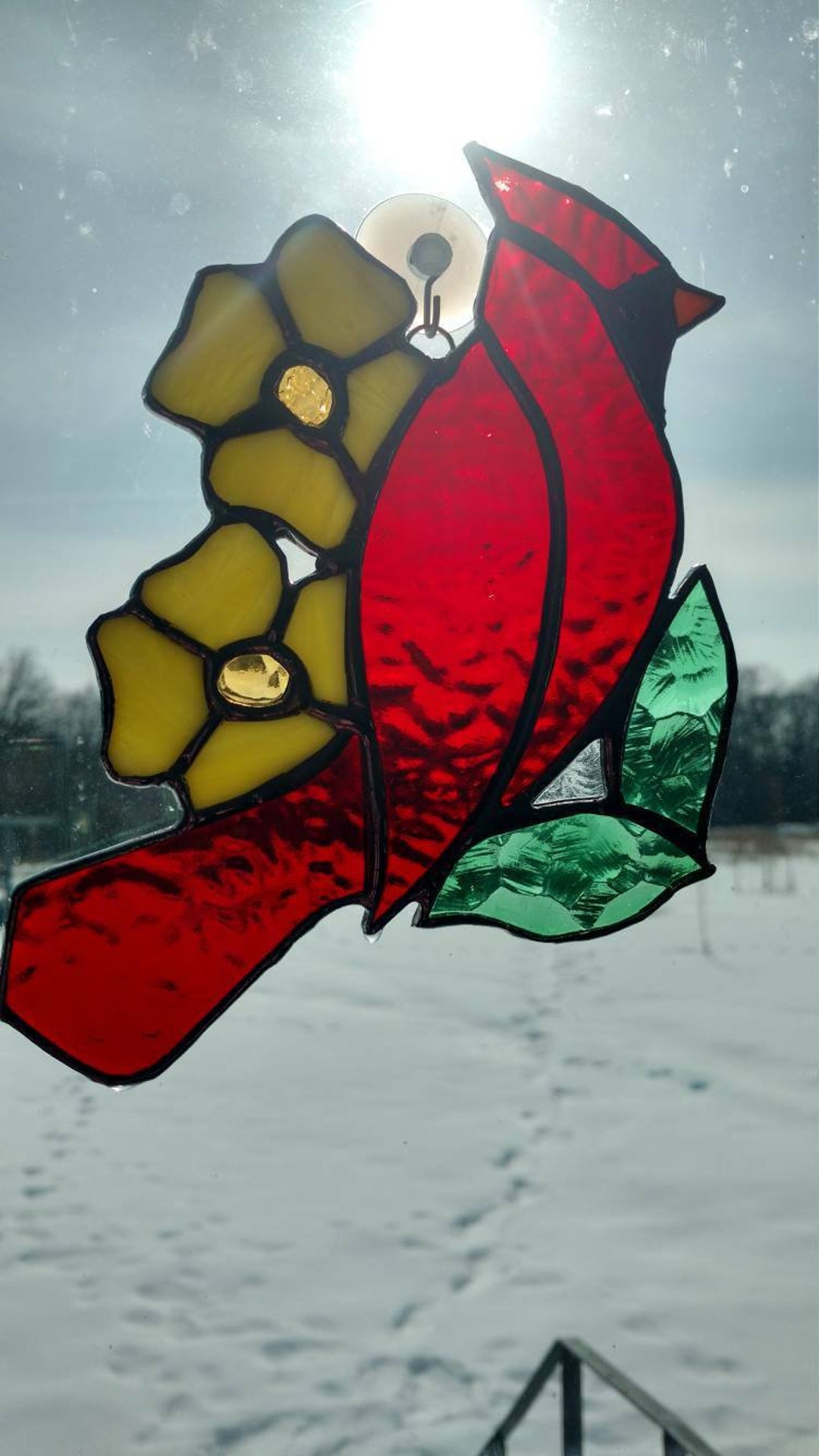 Stained Glass Red Cardinal Bird - Handmade - Etsy