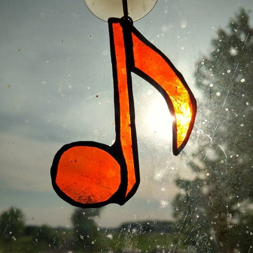 Music Note Stained Glass Window Panel Glass Treble Clef | Etsy