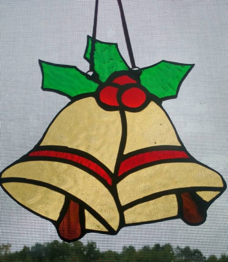 Stained Glass Christmas Bells Suncatcher | Etsy