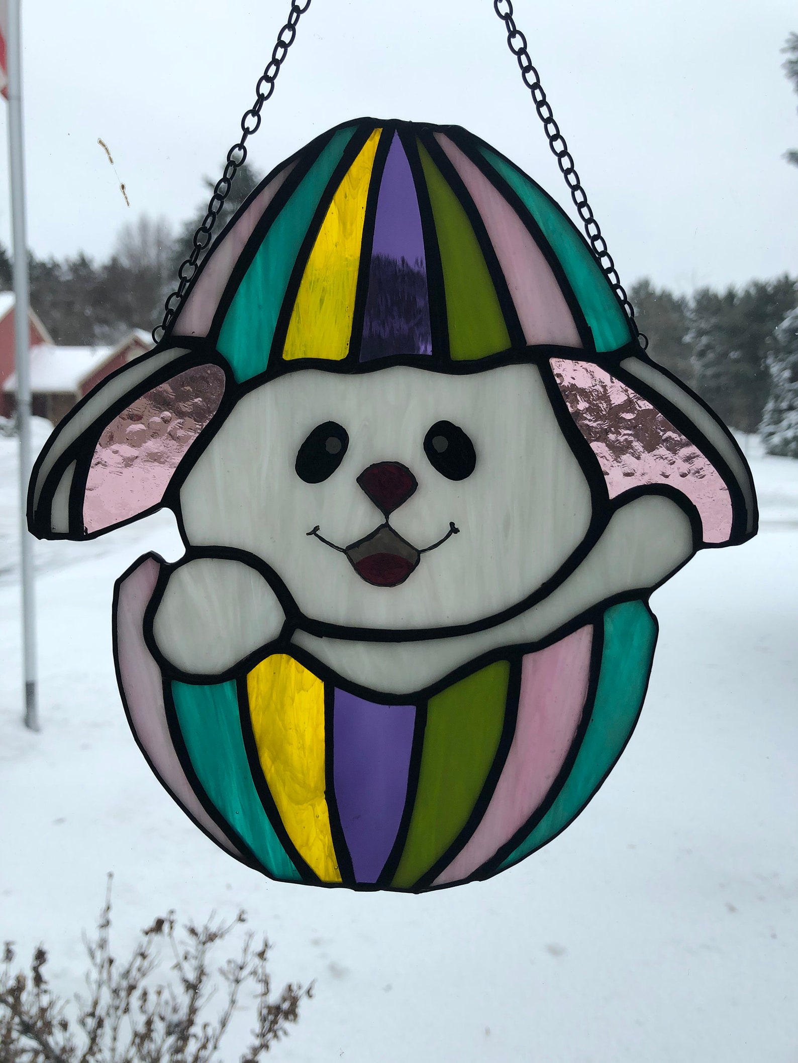 Stained Glass Bunny in Easter Egg Suncatcher - Etsy