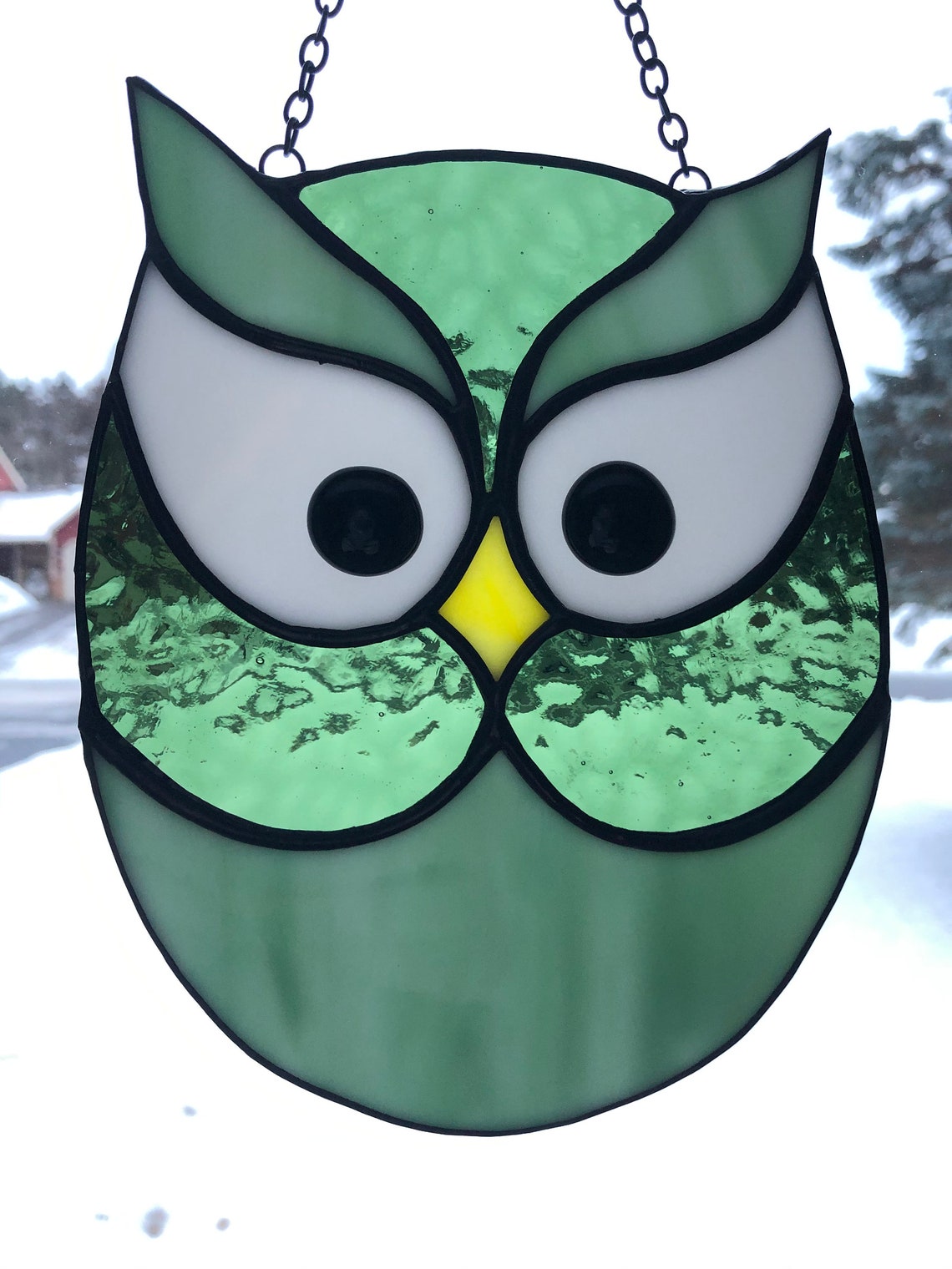 Handmade Stained Glass Owl Suncatcher Etsy