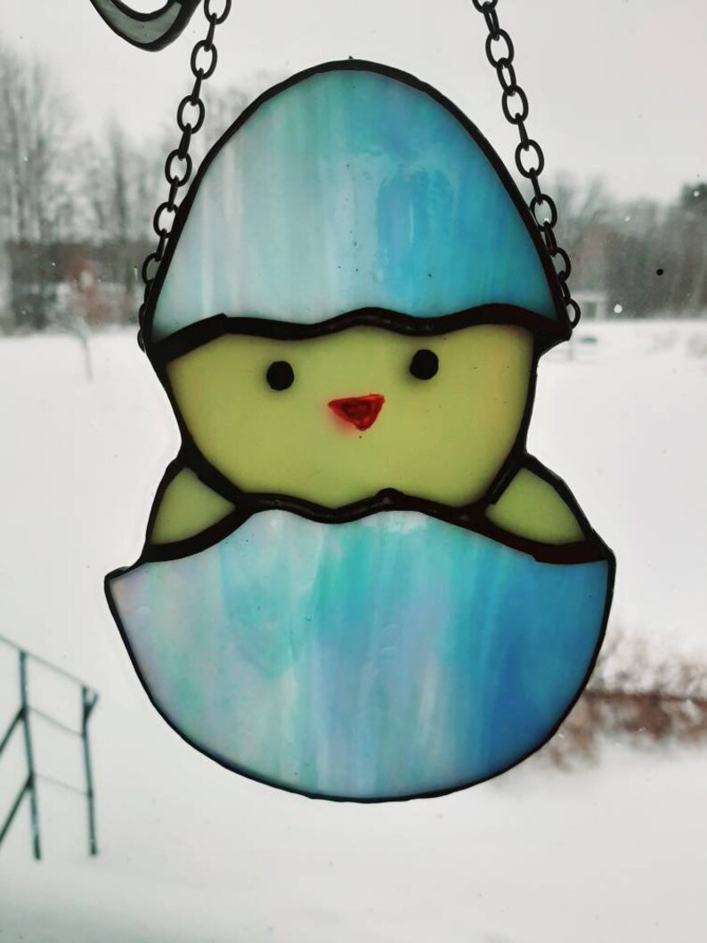 Stained Glass Easter Chick And Egg Suncatcher Etsy