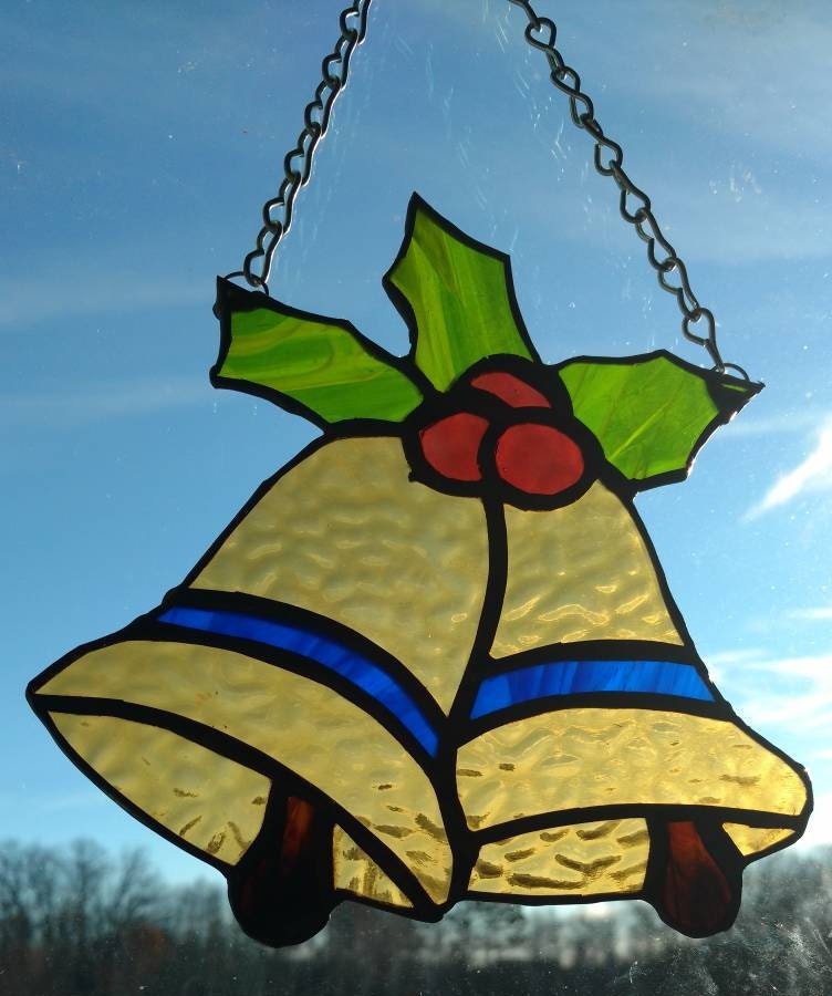 Stained Glass Christmas Bells Suncatcher | Etsy