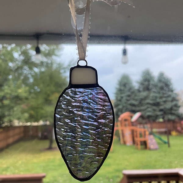 Stained Glass Christmas Light Bulb Ornaments - Etsy