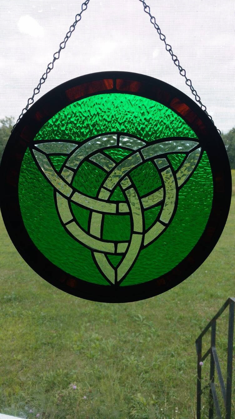 Stained Glass Round Celtic Knot Panel | Etsy