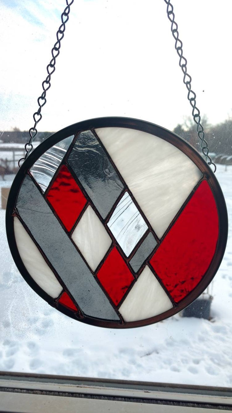 Stained Glass Geometric Circle Panel Suncatcher | Etsy