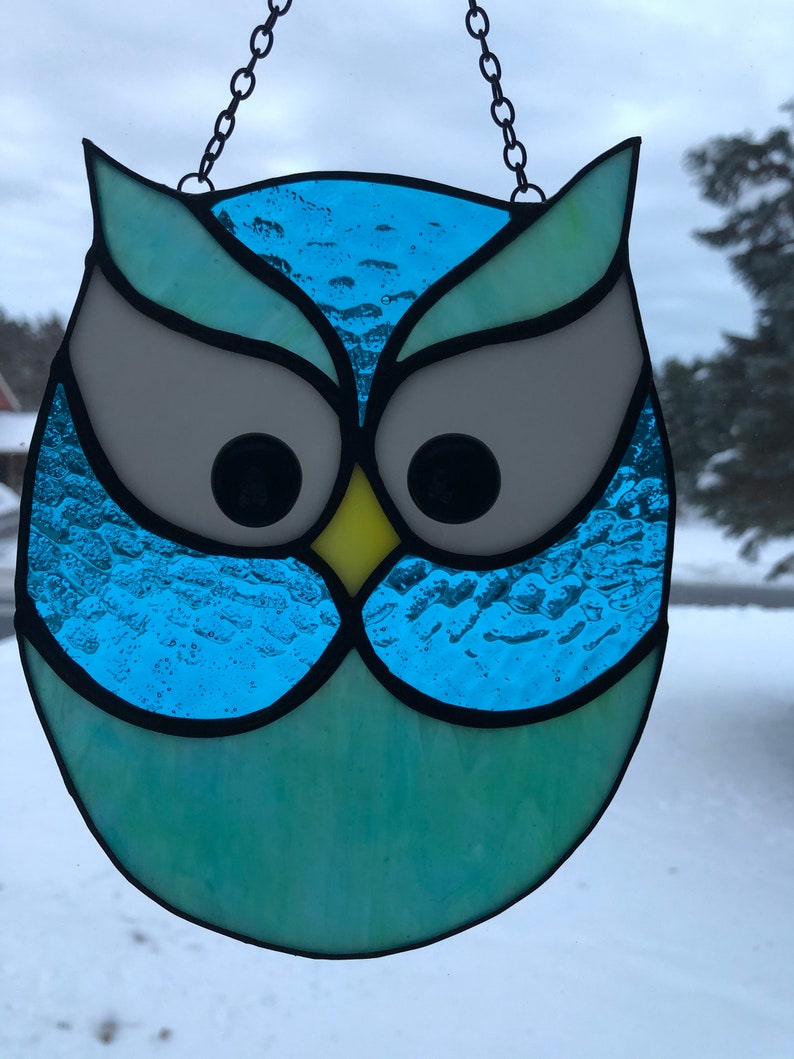 Handmade Stained Glass Owl Suncatcher | Etsy