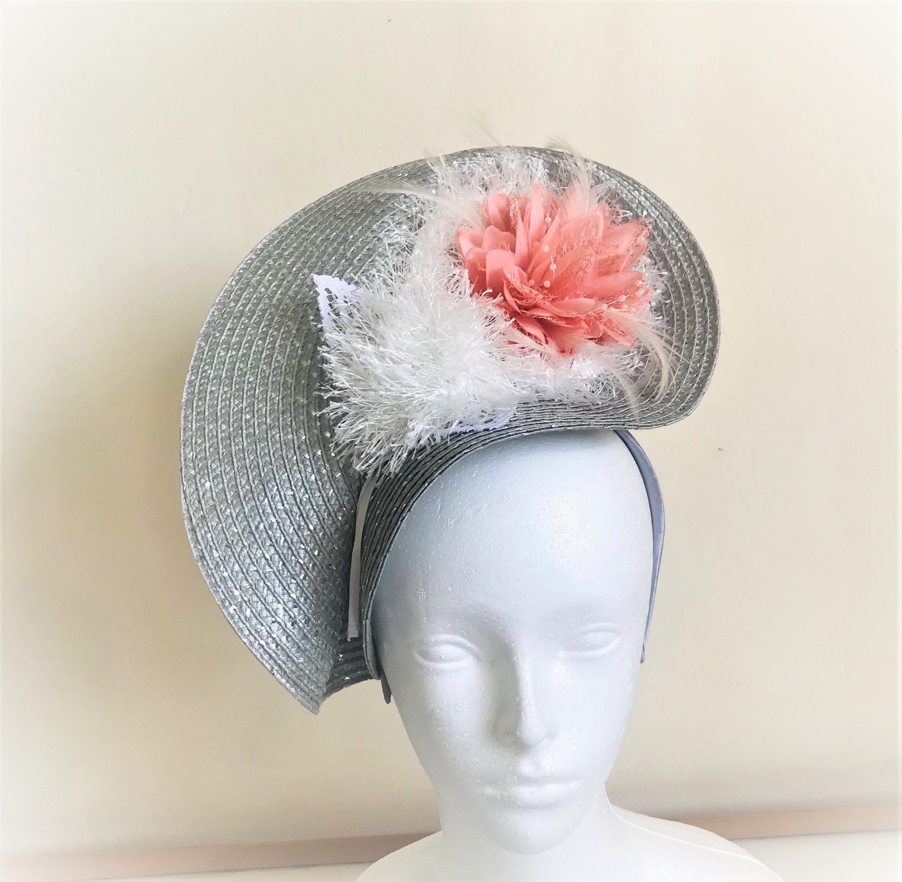 Silver Grey Royal Ascot Kentucky Derby Fascinator Hat Church Garden ...