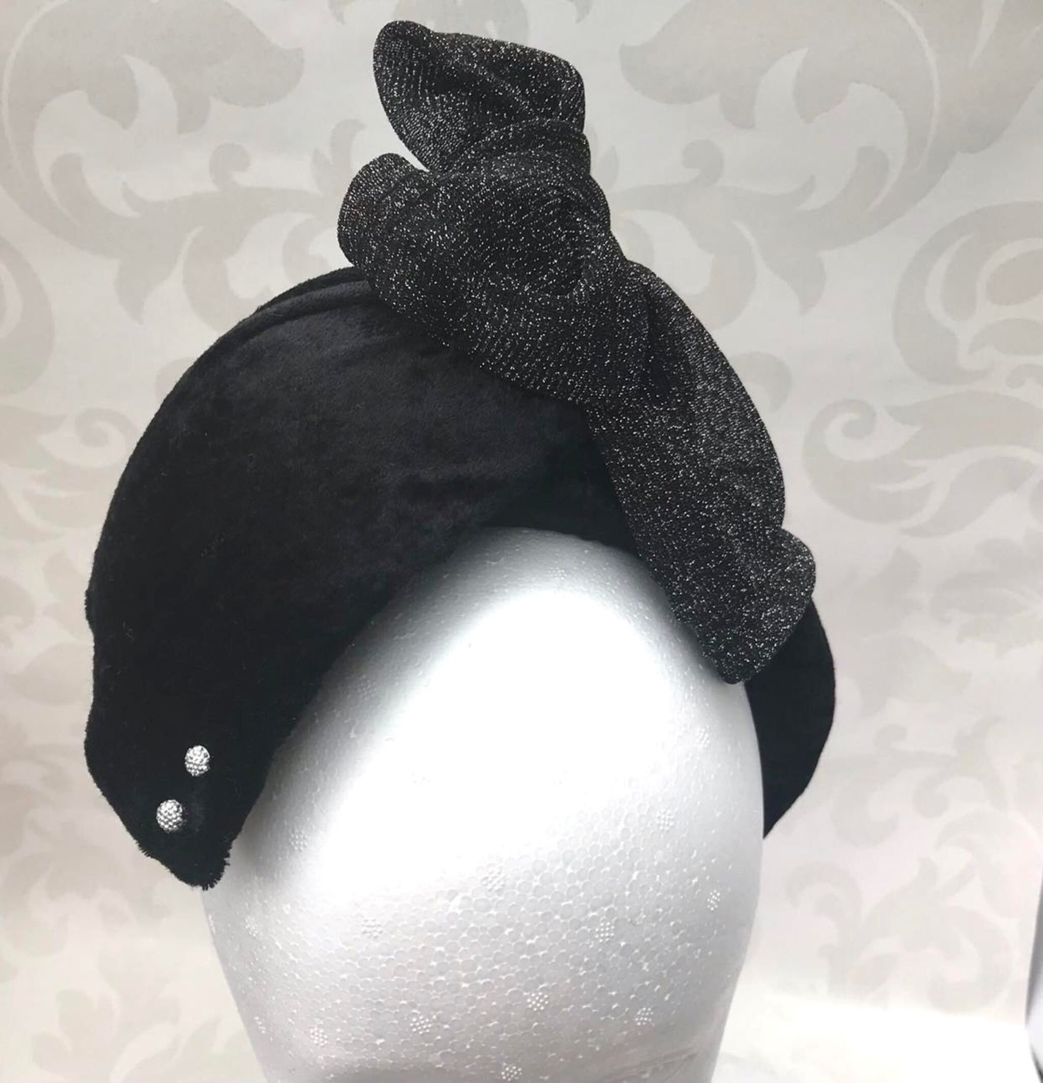Fascinators Large Black Velvet Halo Headband: Couture Fascinator With ...