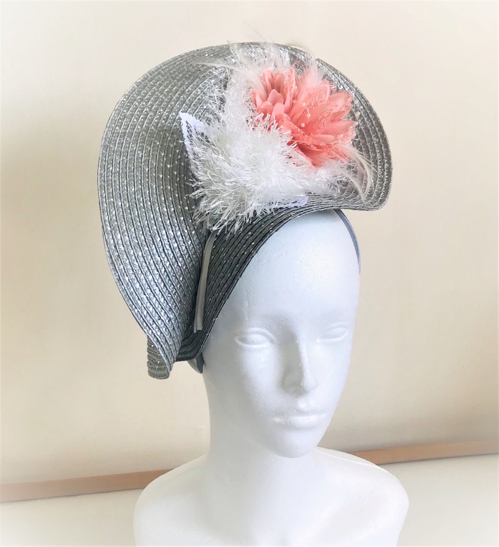 Silver Grey Royal Ascot Kentucky Derby Fascinator Hat Church Garden ...