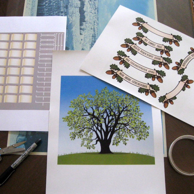 Printable Family Tree, Printable Scrapbooking Kit 8x8, DIY Template ...