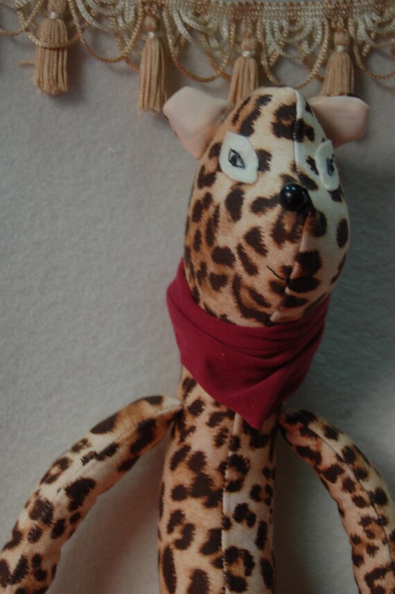 Leopard Stuffed Animal Upcycled Fabric Forest Animals - Etsy