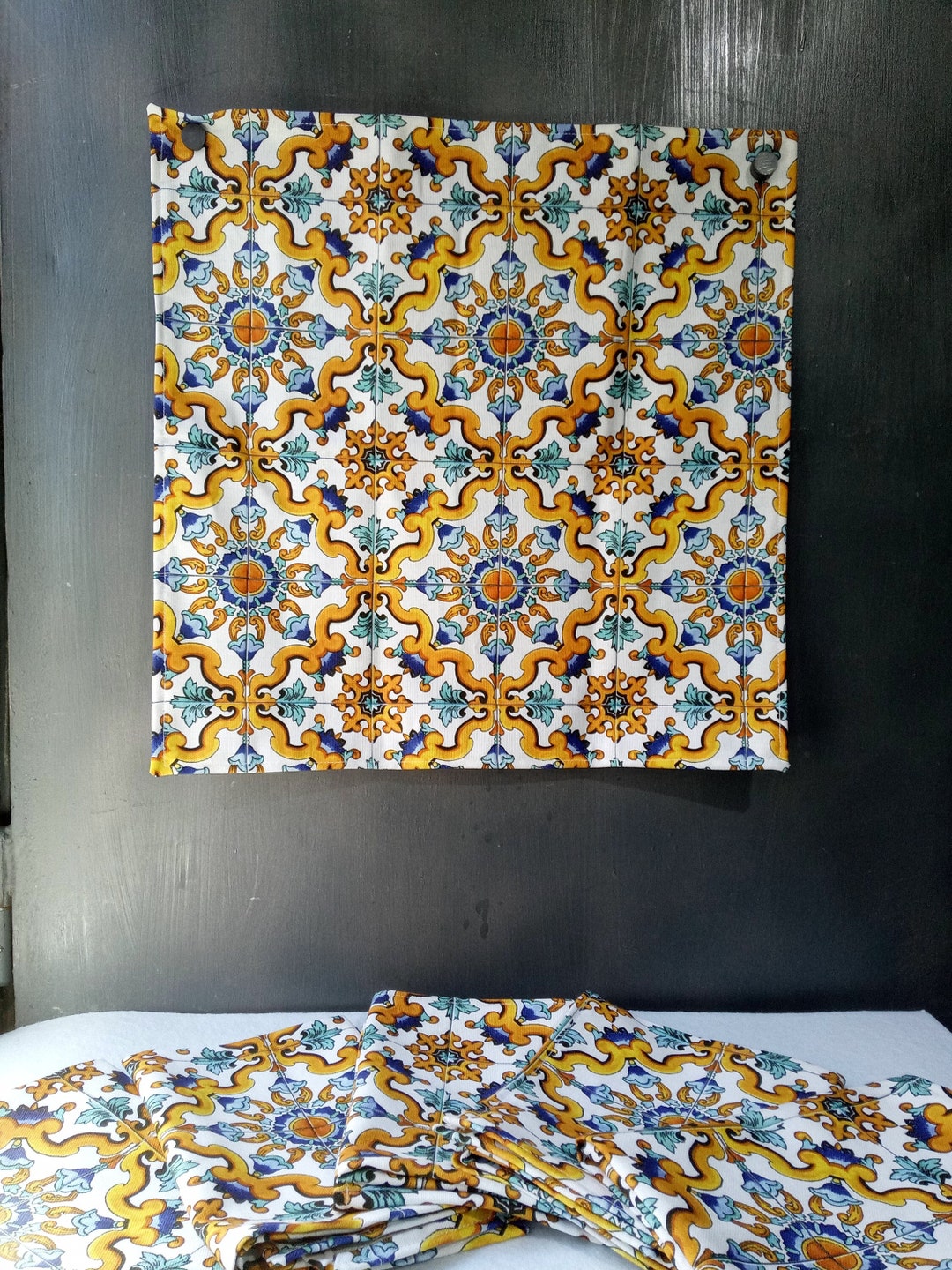 Sicilian Fabric Napkin, Place Mat Handmade in Sicily, Square Majolica ...