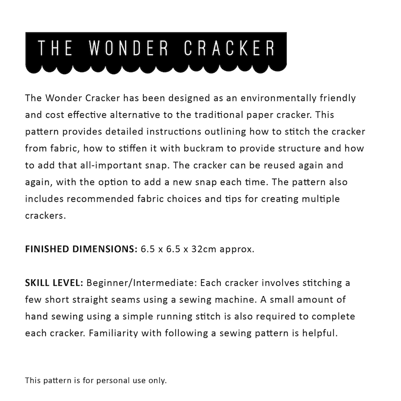 Wonder Cracker PDF Sewing Pattern Stitch Your Own Christmas | Etsy