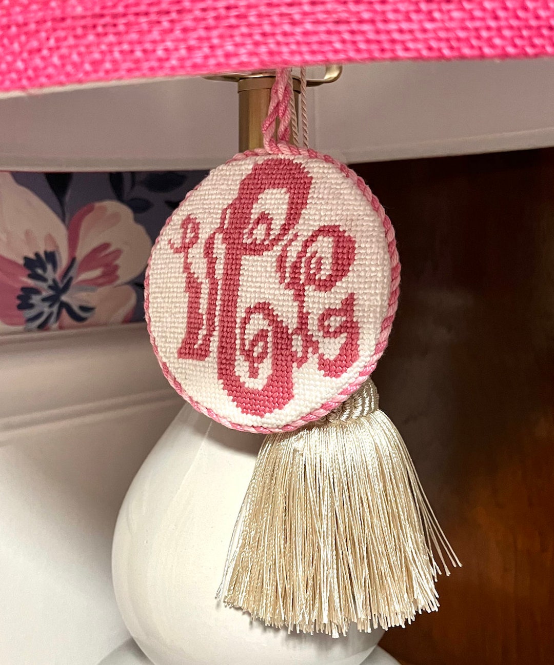 Script Custom Monogram Needlepoint Christmas Ornament CANVAS ONLY No ...