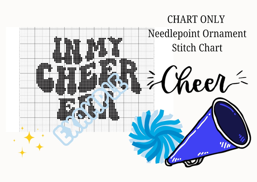 STITCH CHART ONLY Cheer Leader Era Needlepoint Christmas Ornament No ...