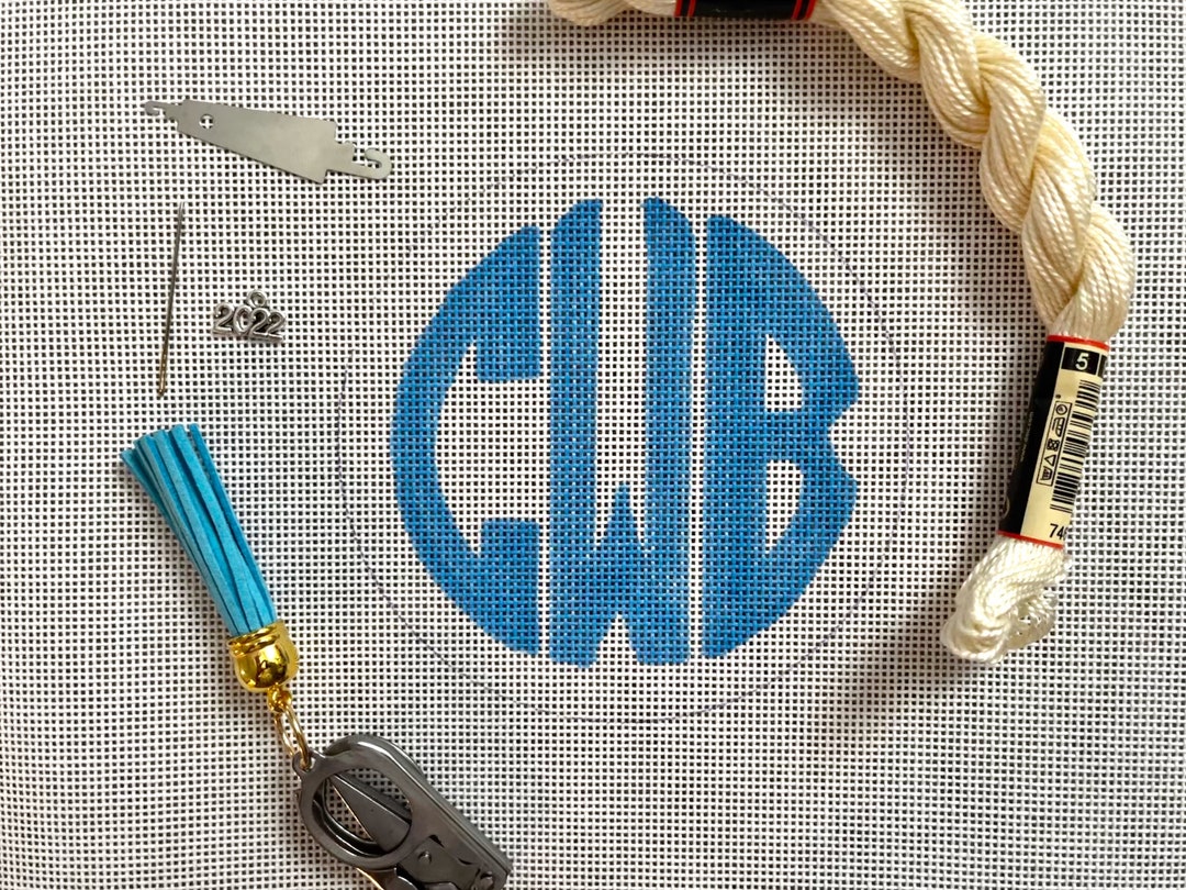 Needlepoint Custom Monogram Starter Beginner Canvas Kit With Directions ...