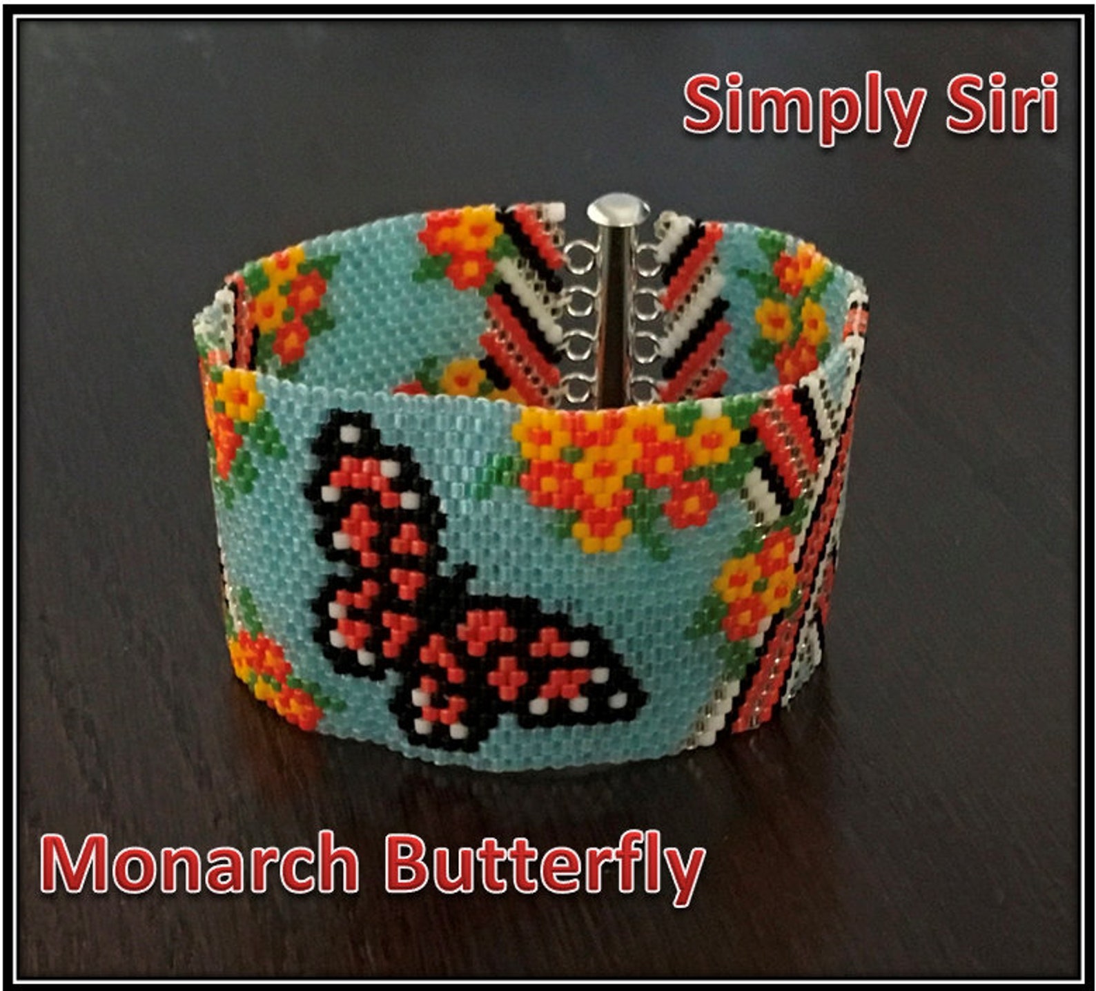 Monarch Butterfly Peyote Bracelet Pattern Made With 11/0 Miyuki Delica ...