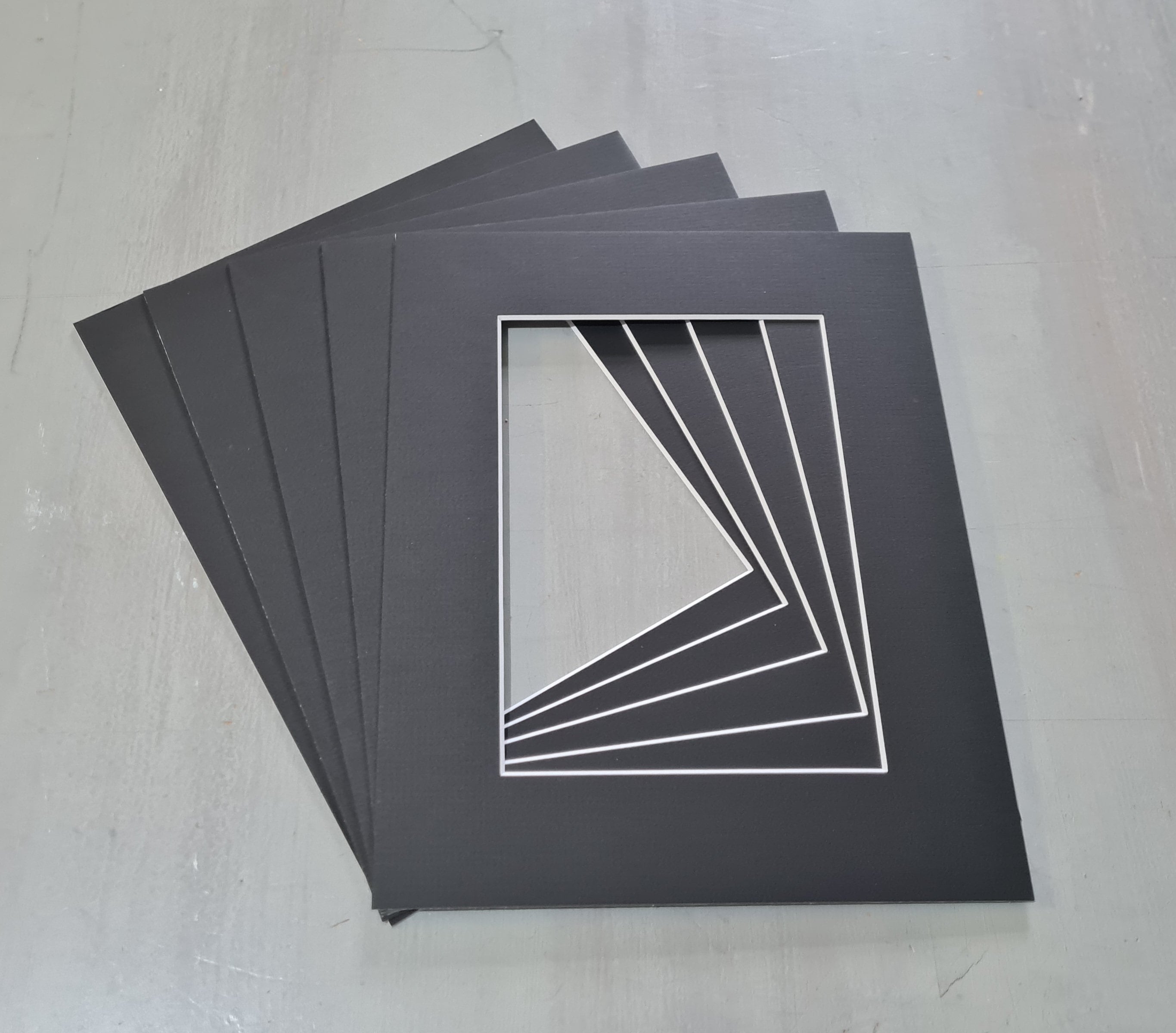 BLACK Bevel Cut Mounts for Photo Picture Frames 1.4mm White Core Acid ...