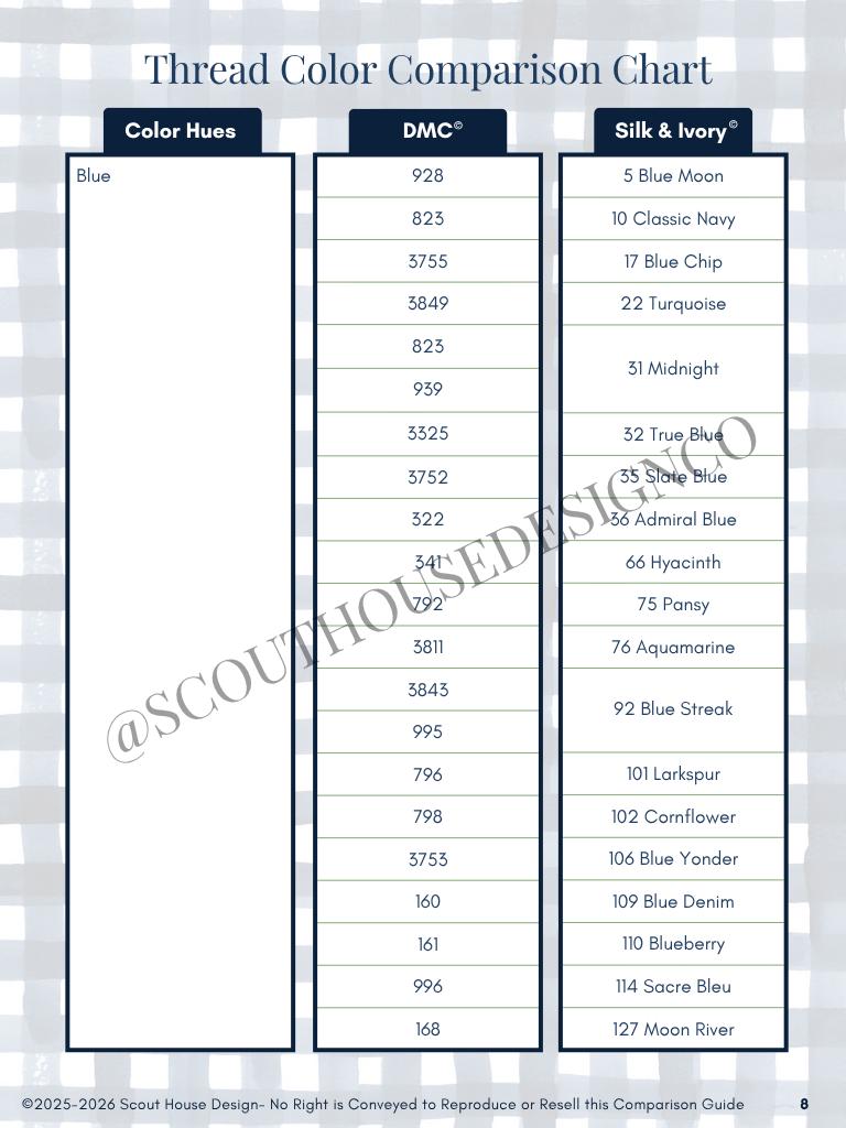 DMC to Silk & Ivory Thread Conversion Chart | Color Comparison Guide ...