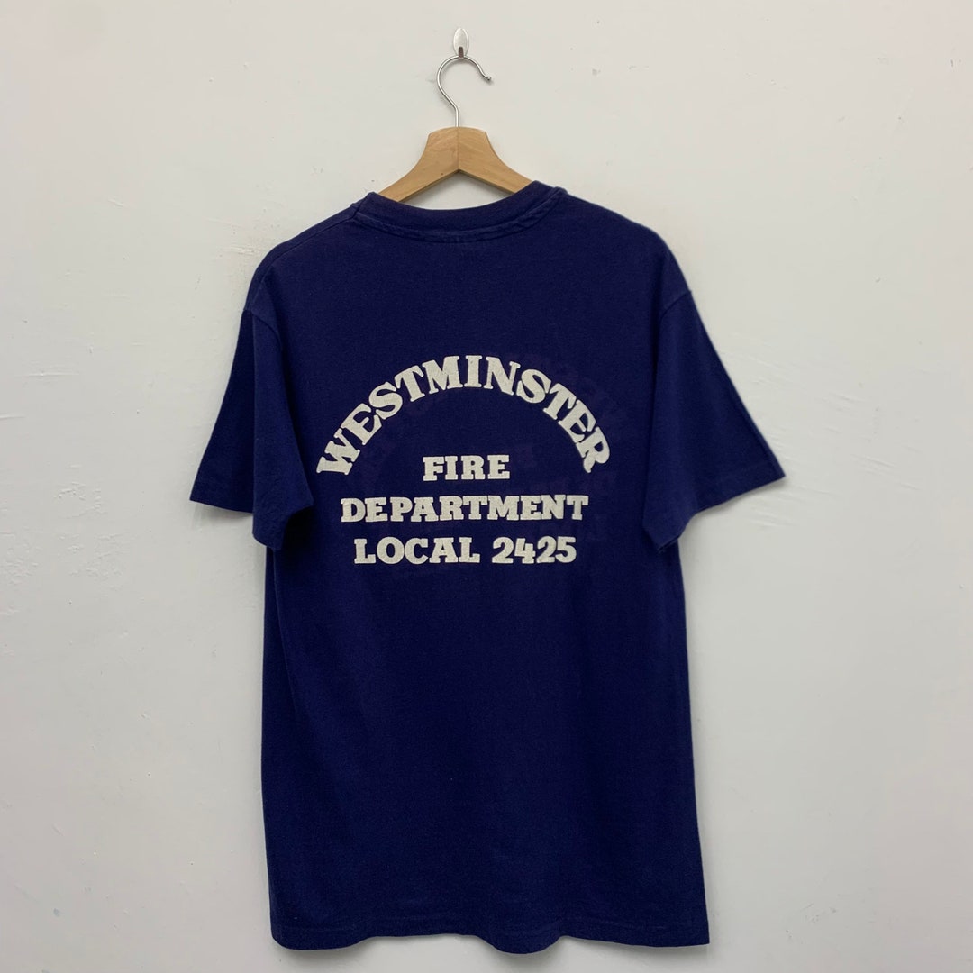 Vintage 80s Westminster Fire Department Pocket Tee T-shirt Size Medium ...