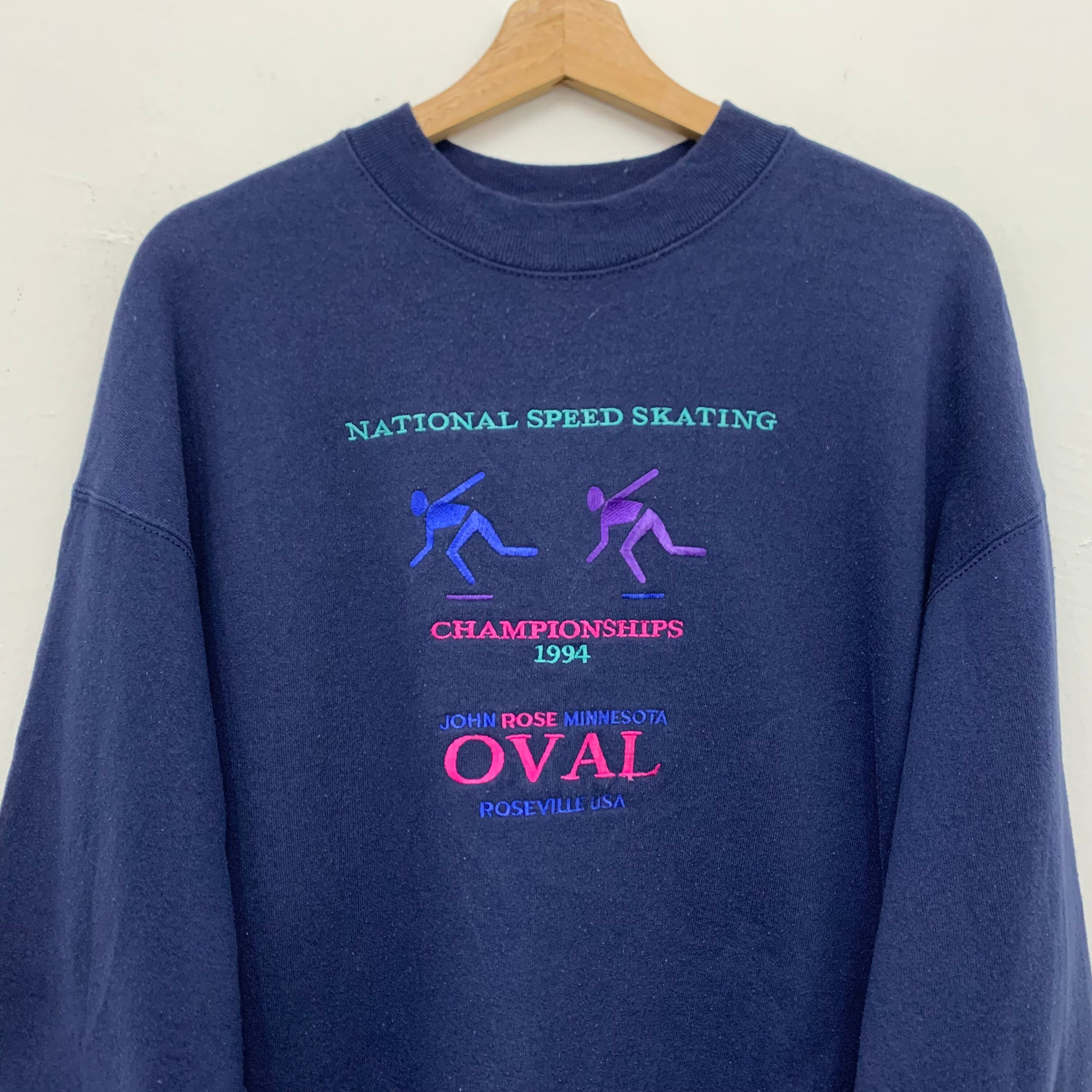 Vintage 90s National Speed Skating Championships Embroidered Crewneck ...