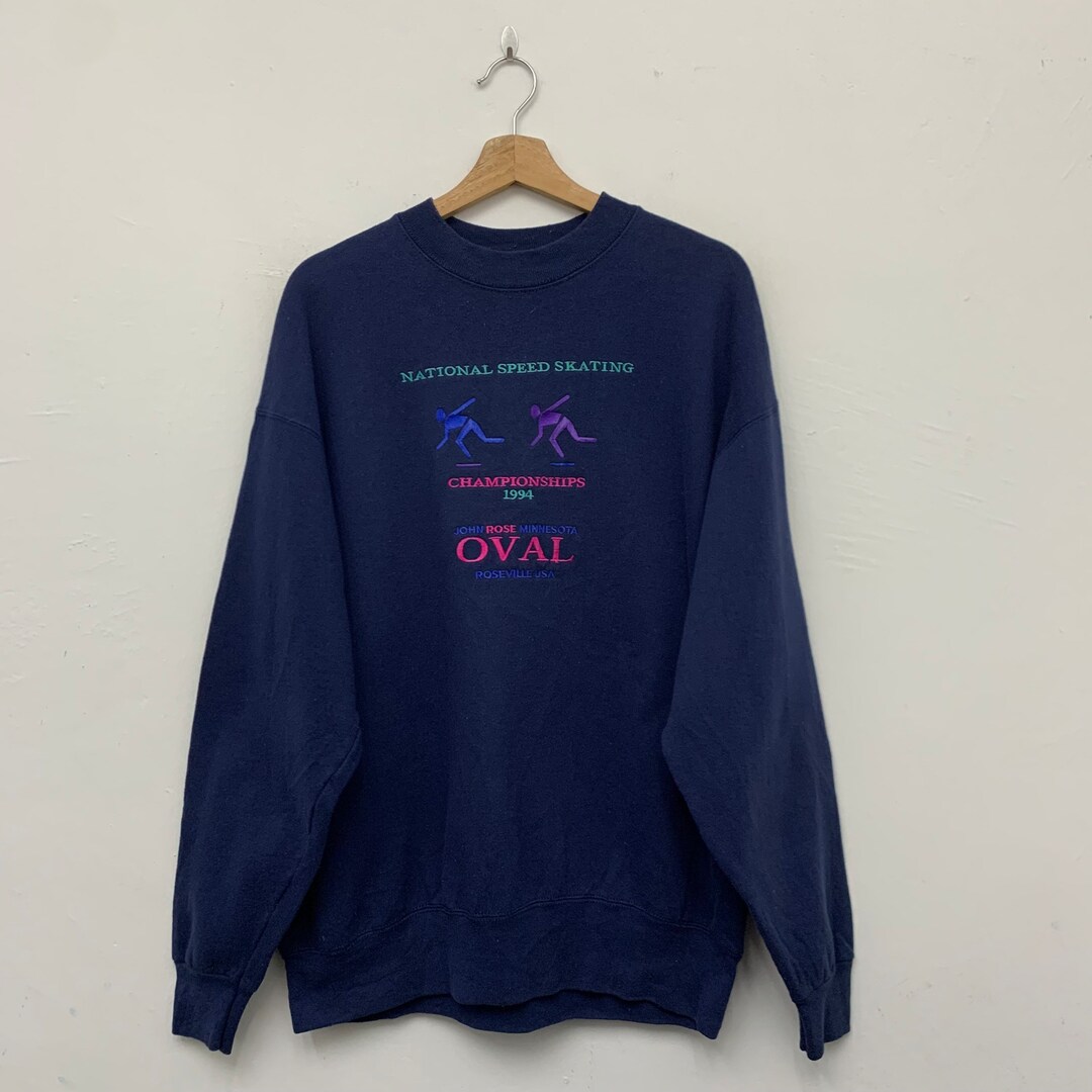 Vintage 90s National Speed Skating Championships Embroidered Crewneck ...