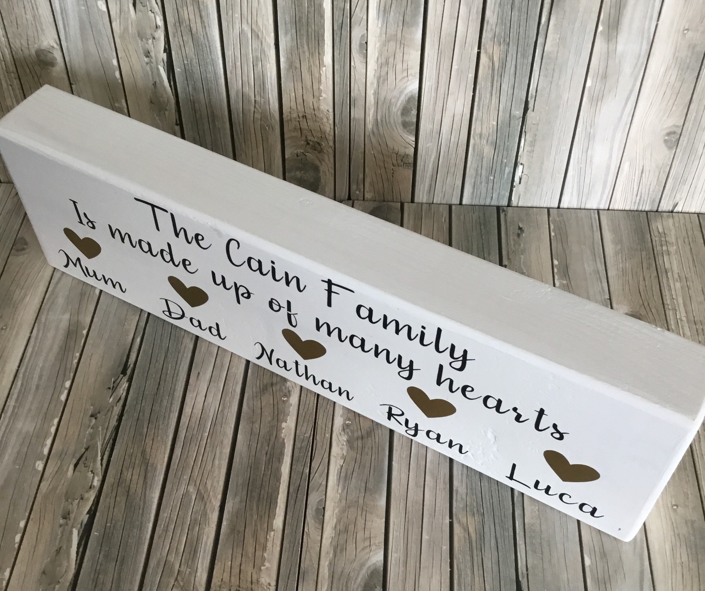 Personalised family plaque. Rustic solid softwood name | Etsy