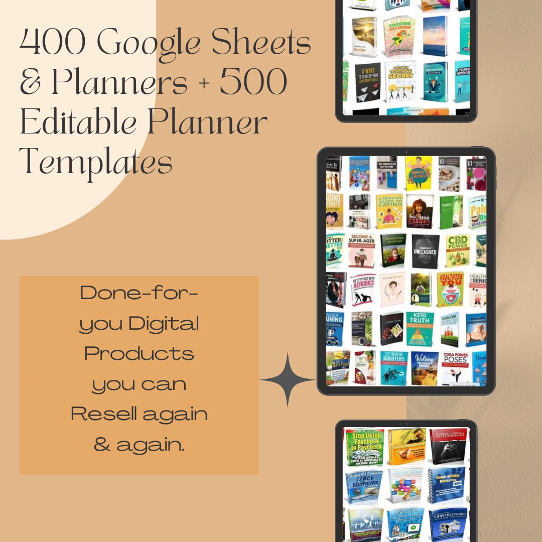 Digital Product Resell Bundle | 400 Google Sheets and Editable ...